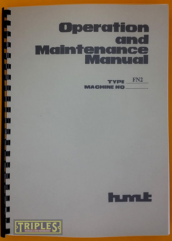 HMT FN2 Operation and Maintenance Manual for Knee Type Milling Machine.